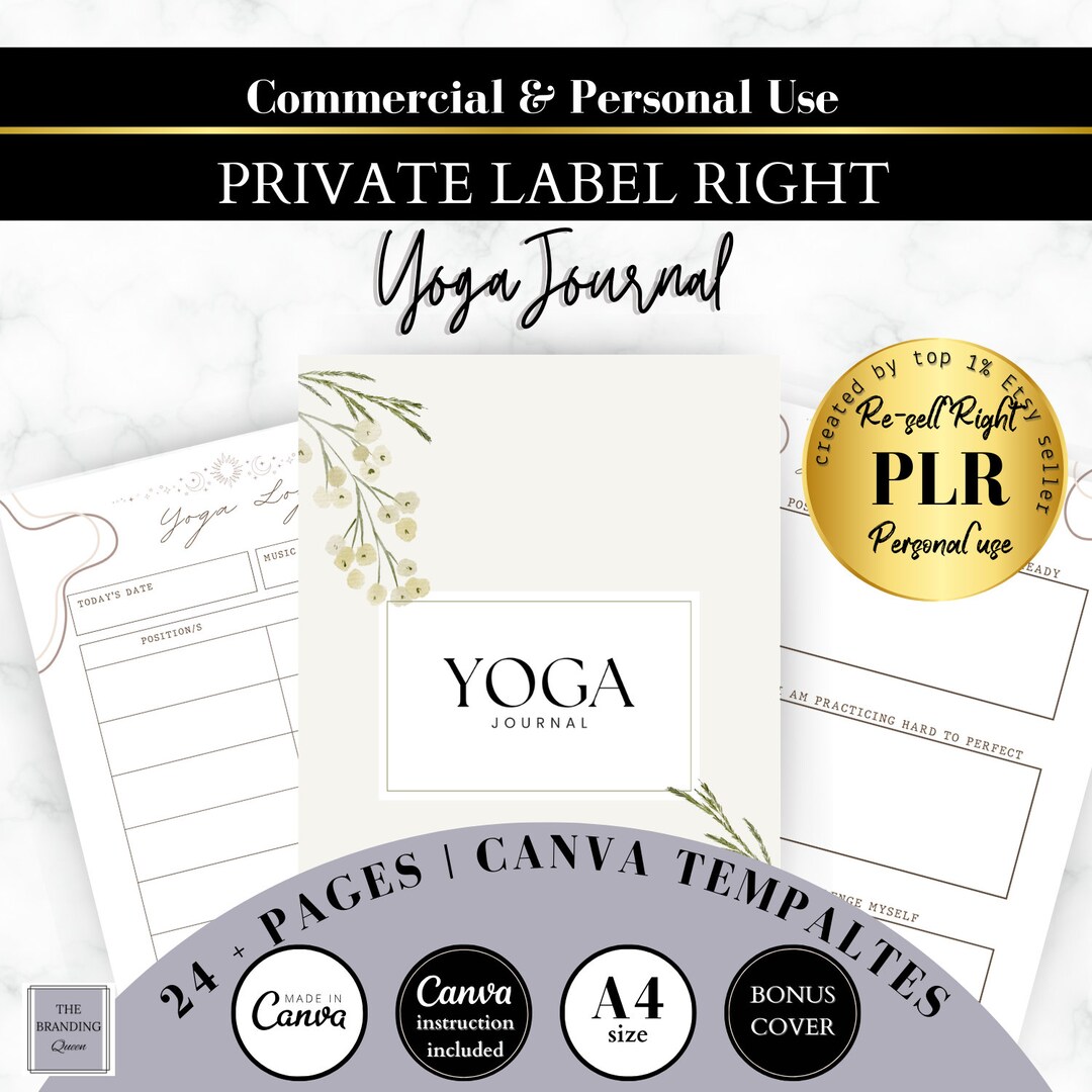 PLR Yoga Journal, Yoga Planner Template Resell, MRR Canva Planner ...