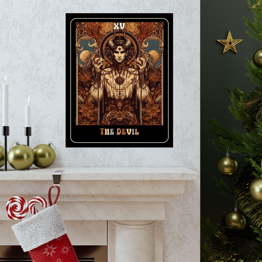 The Devil Tarot Poster, Dark Boho Occult Tarot Art Print - Etsy