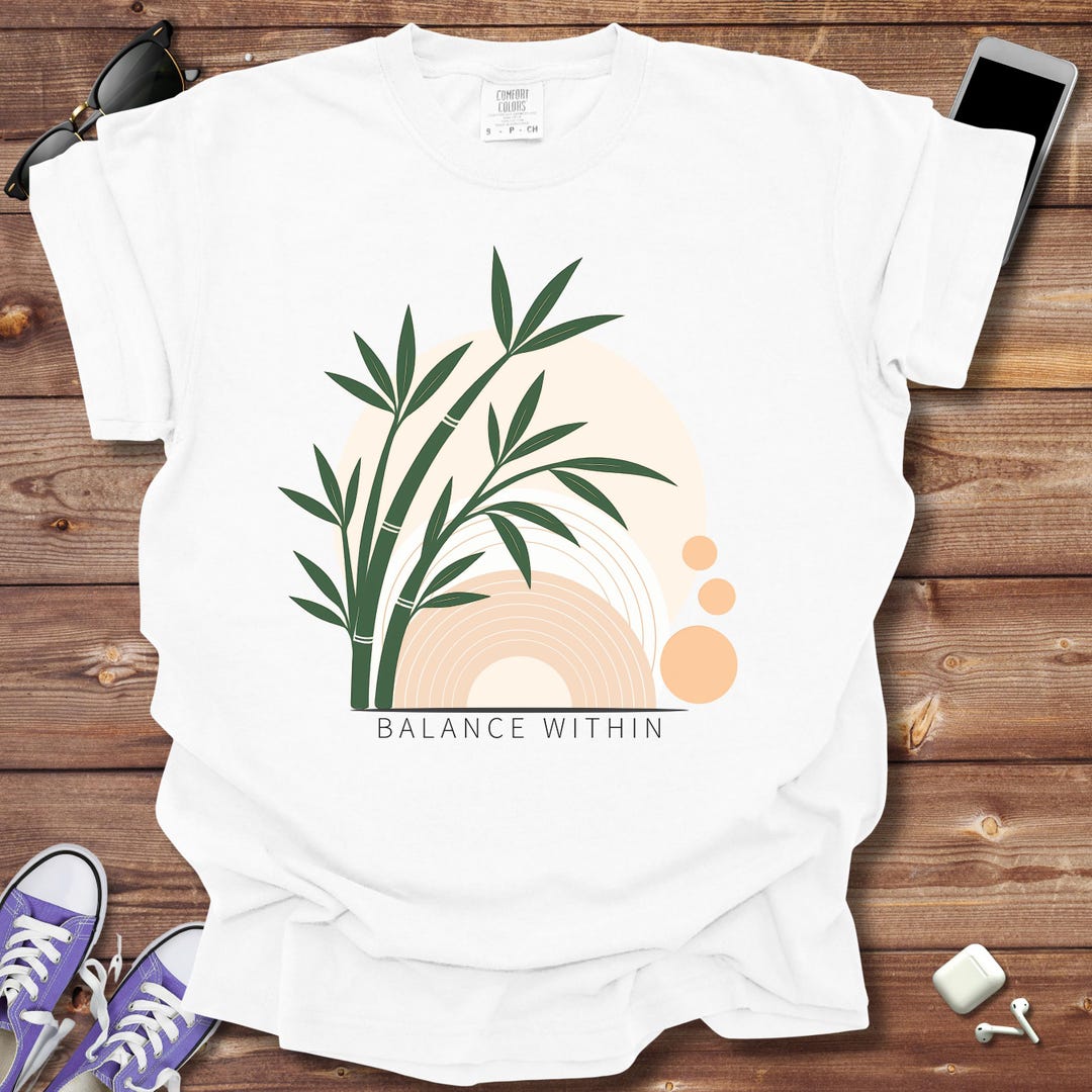 Japandi Bamboo Graphic Tee: Zen Minimalist Design - Etsy