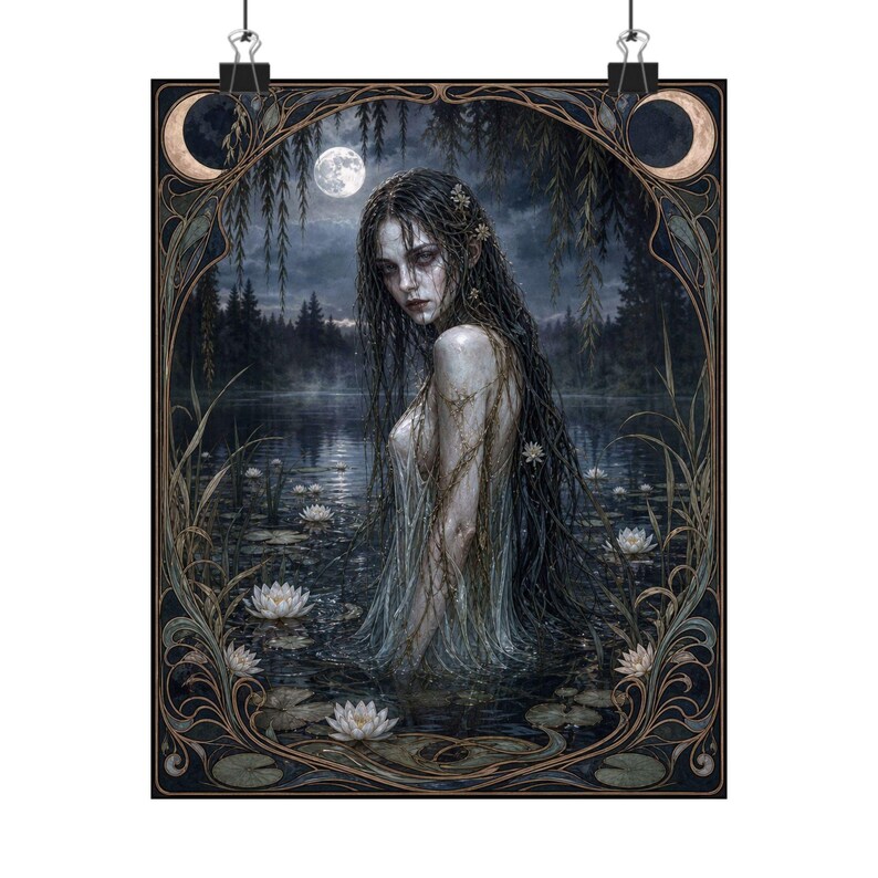 Rusalka Art Nouveau Print, Slavic Folklore Poster, Dark Feminine Lake ...