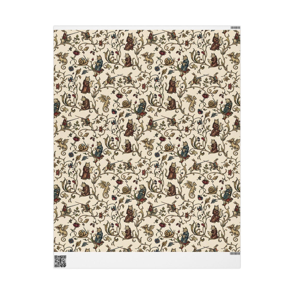 Medieval Manuscript Wrapping Paper, Dragons, Cats & Snails - Etsy