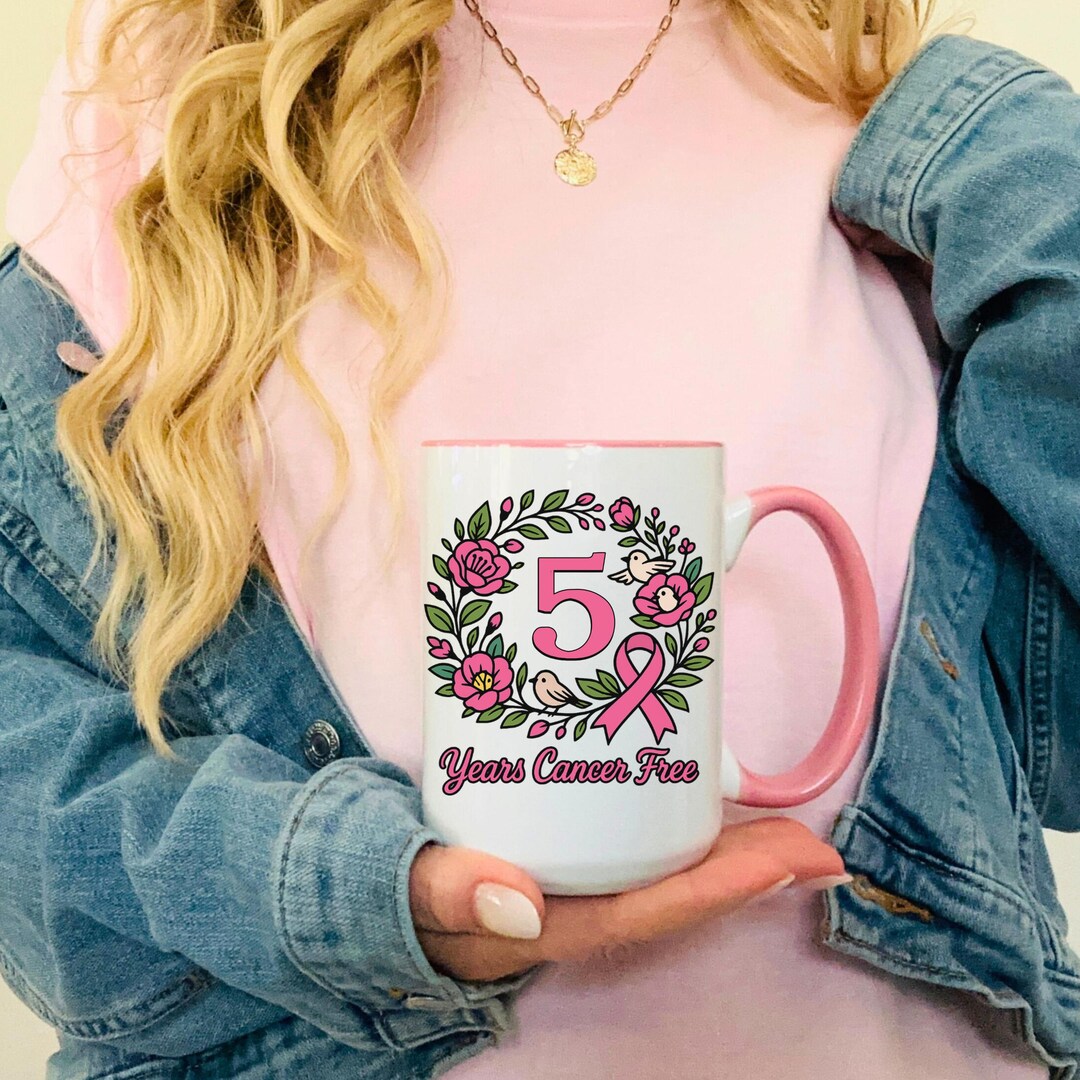 Cancer Survivor Coffee Mug: Floral Design, 5 Years Cancer Free Gift - Etsy