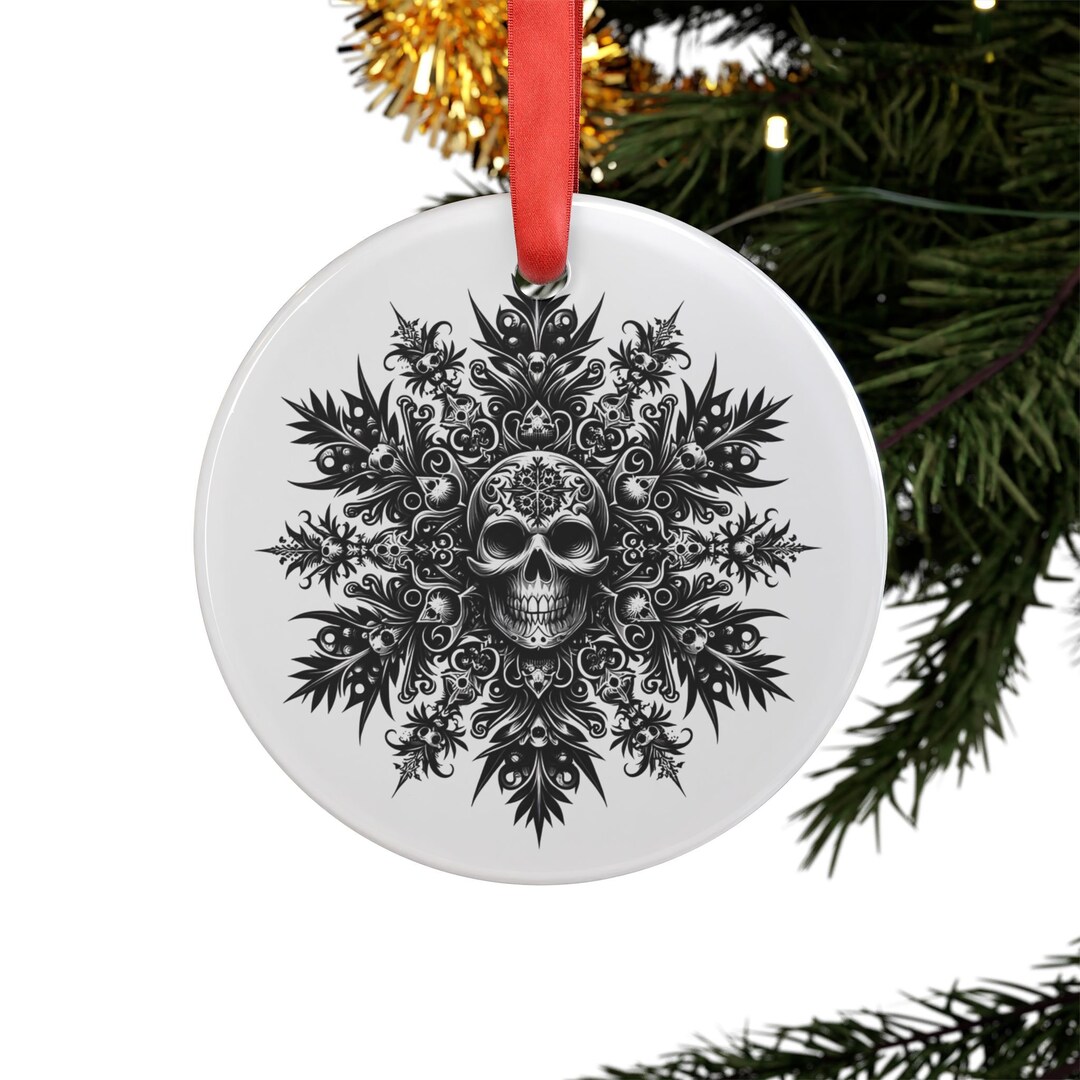 Gothic Skull Mandala Ornament, Dark Art Holiday Décor, Macabre ...