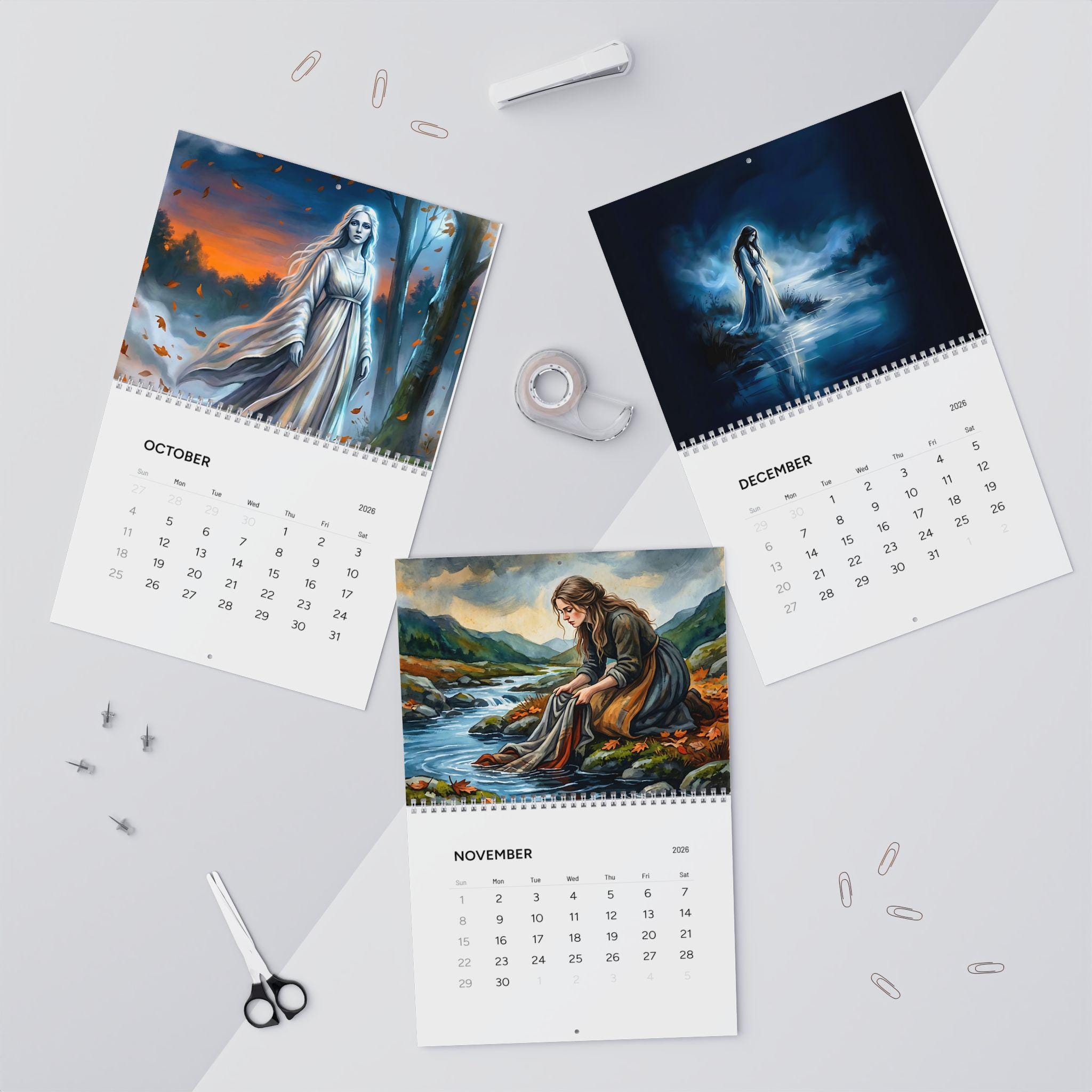 Mythical Women Folklore Art Calendar, Illustrated Wall Calendar, Witchy ...
