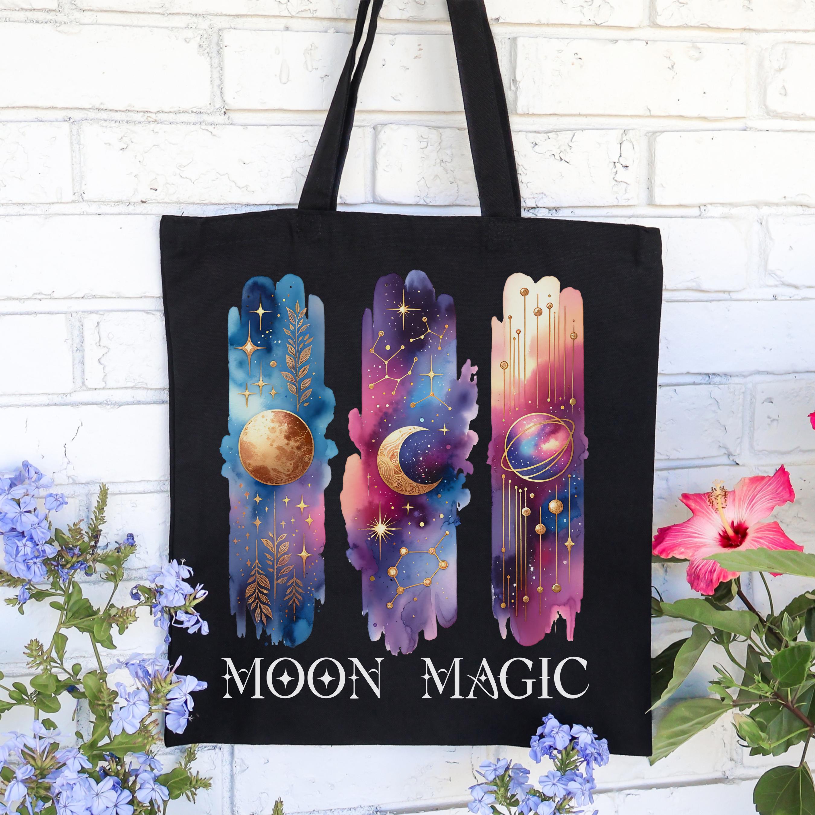 Moon Magic Canvas Tote Bag: Celestial Shopping Bag - Etsy