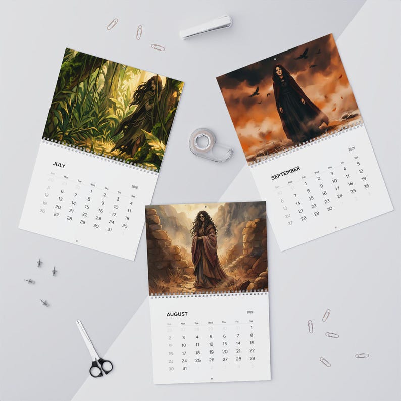 Mythical Women Folklore Art Calendar, Illustrated Wall Calendar, Witchy ...