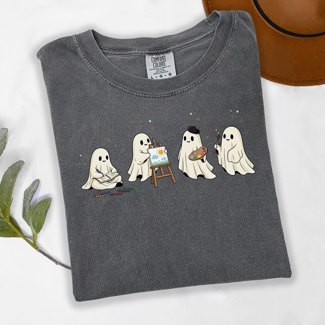 Cute Ghost Art Lover T-shirt, Halloween Tee, Spooky Graphic Shirt ...