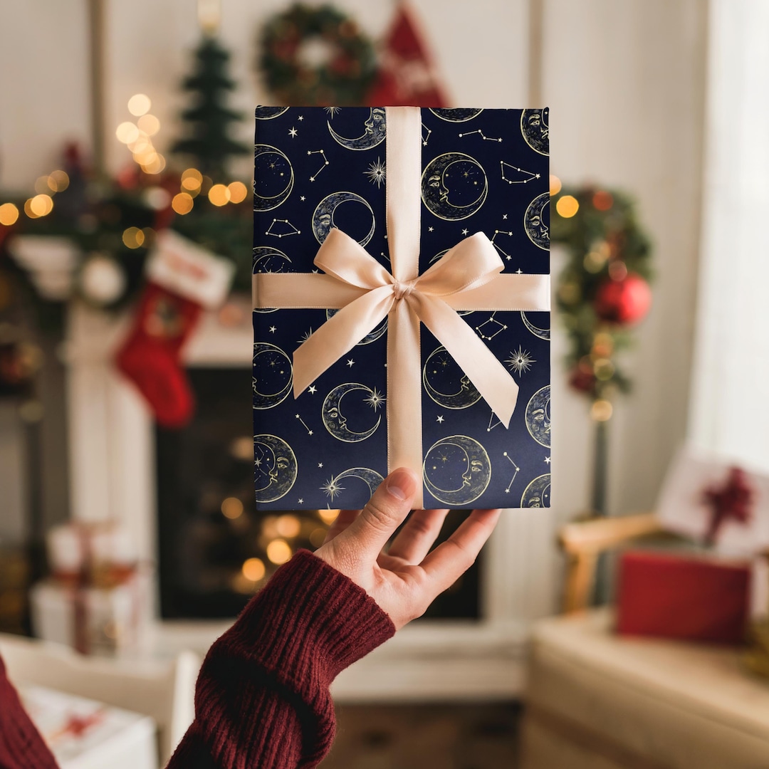 Celestial Gift Wrap: Starry Moon & Stars, Cosmic Wrapping Paper - Etsy