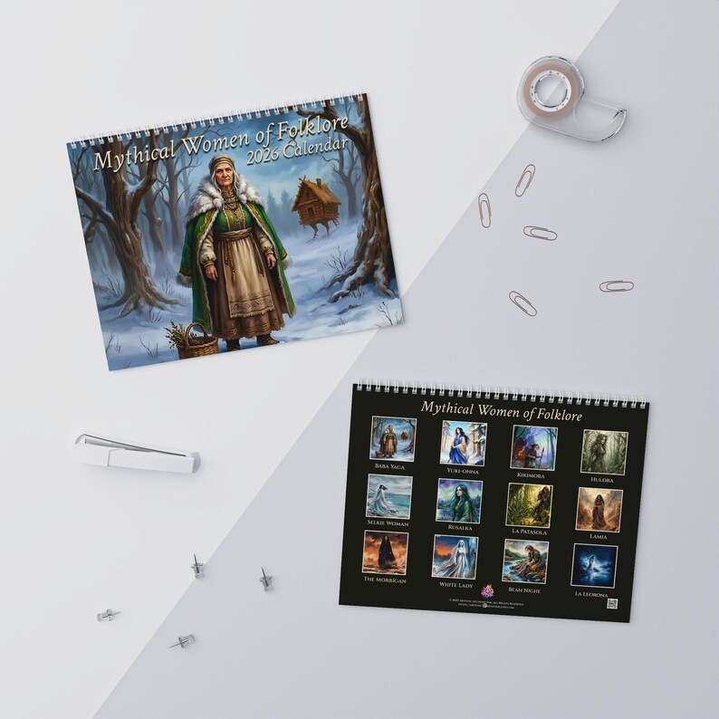 Mythical Women Folklore Art Calendar, Illustrated Wall Calendar, Witchy ...