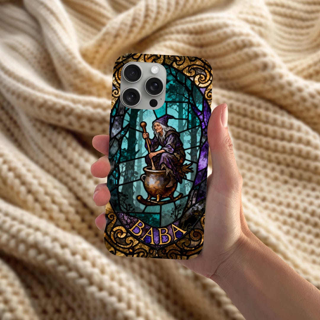 Baba Yaga Stirring Cauldron Phone Case | Baba Illustration - Etsy