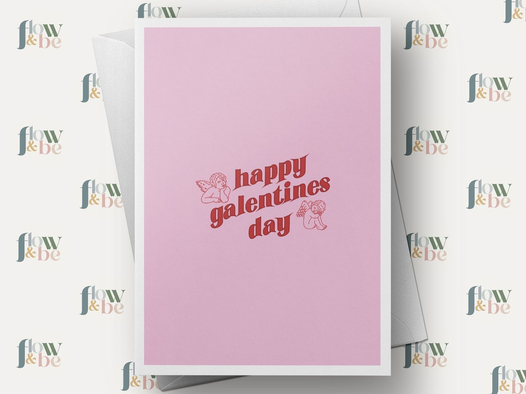 Happy Galentines Day Card Cherub Galentines Card, Bestie Galentines ...