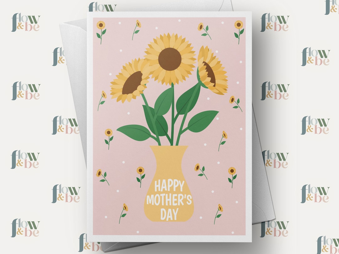 Happy Mother's Day Sunflower Card Floral Mother's Day Card, Sunflower ...