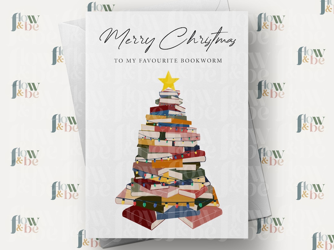 Favourite Bookworm Christmas Card Reading Lover Christmas Card ...