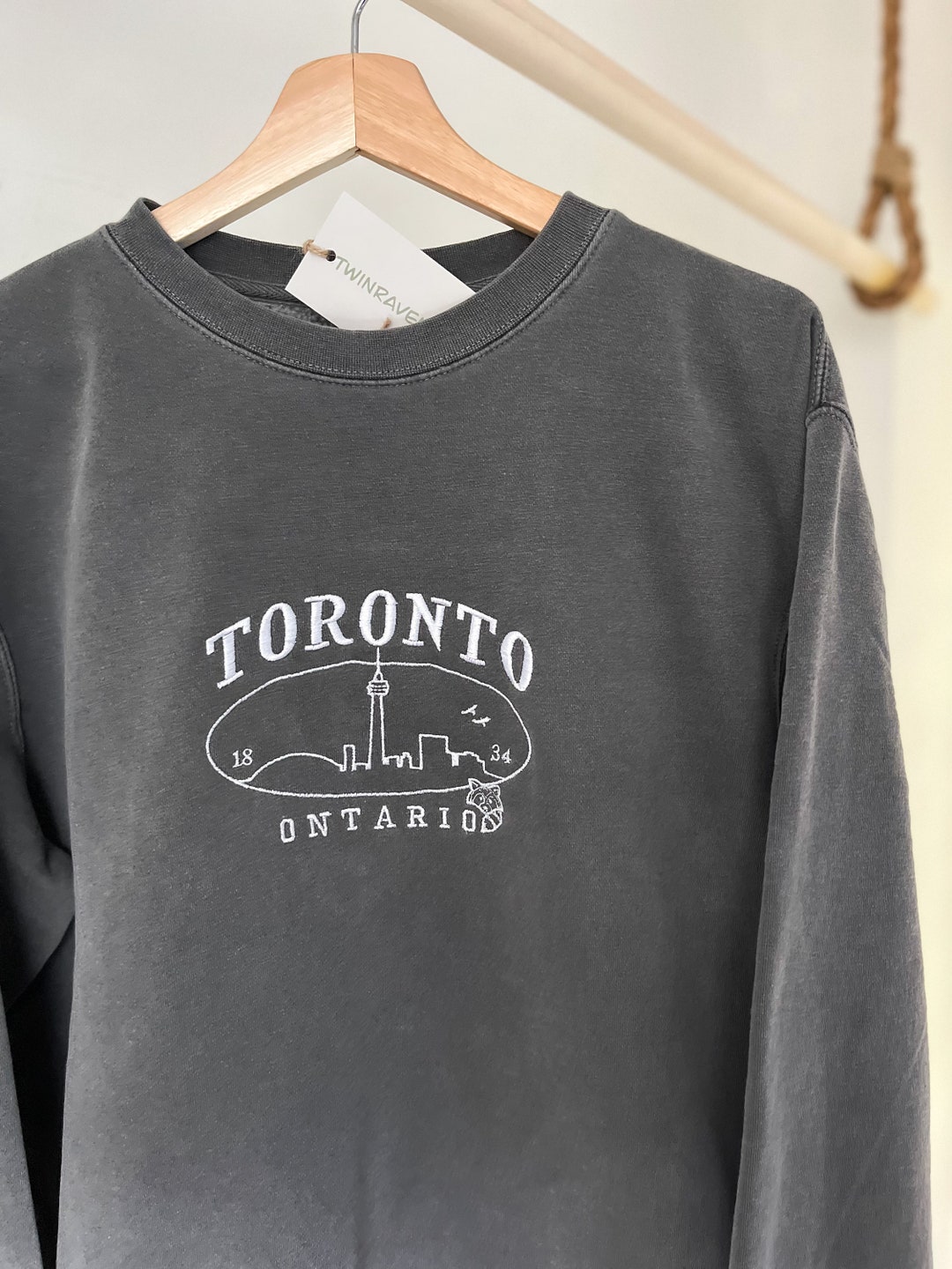 Toronto, Ontario City Sky Line Embroidered Crew Vintage Style Cozy ...