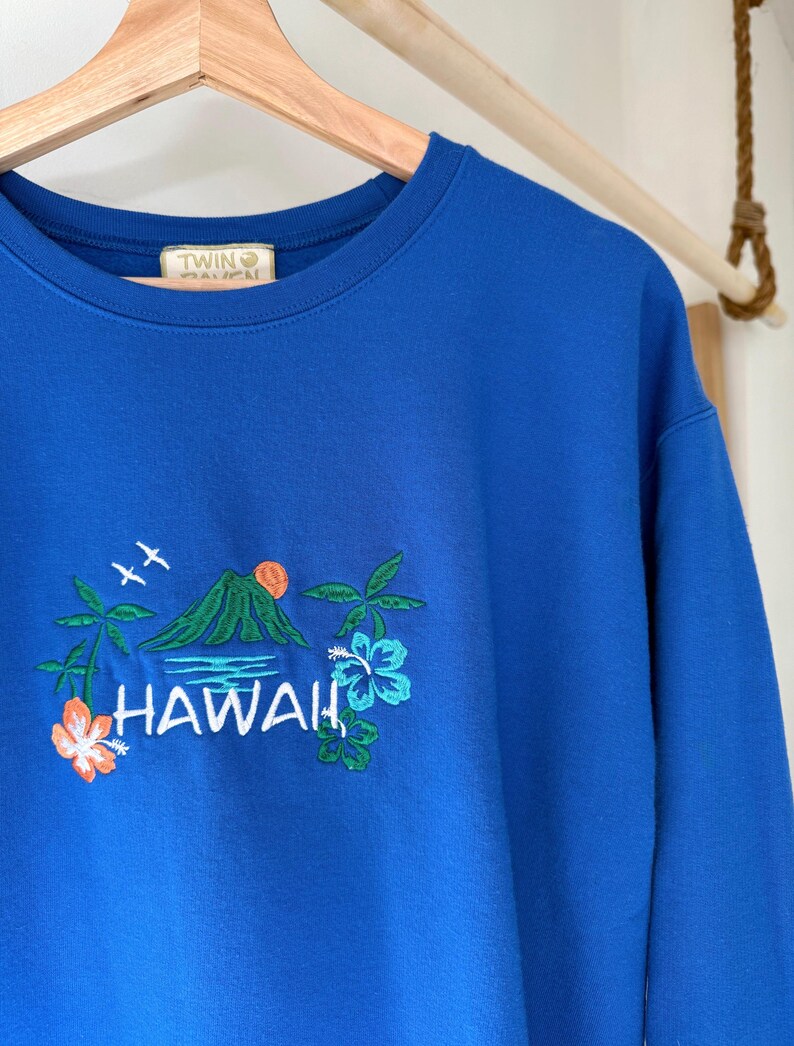 Hawaii Embroidered Sweatshirt | Garden Island Ocean Vibes Crew | Travel ...