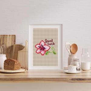 Good Luck Flower Cross Stitch Pattern PDF – Easy Beginner Design ...