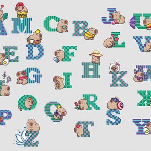 B Letter Pattern PDF Alphabet Font Style Capybara Embroidery Cute Capy ...