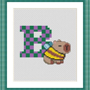 B Letter Pattern PDF Alphabet Font Style Capybara Embroidery Cute Capy ...