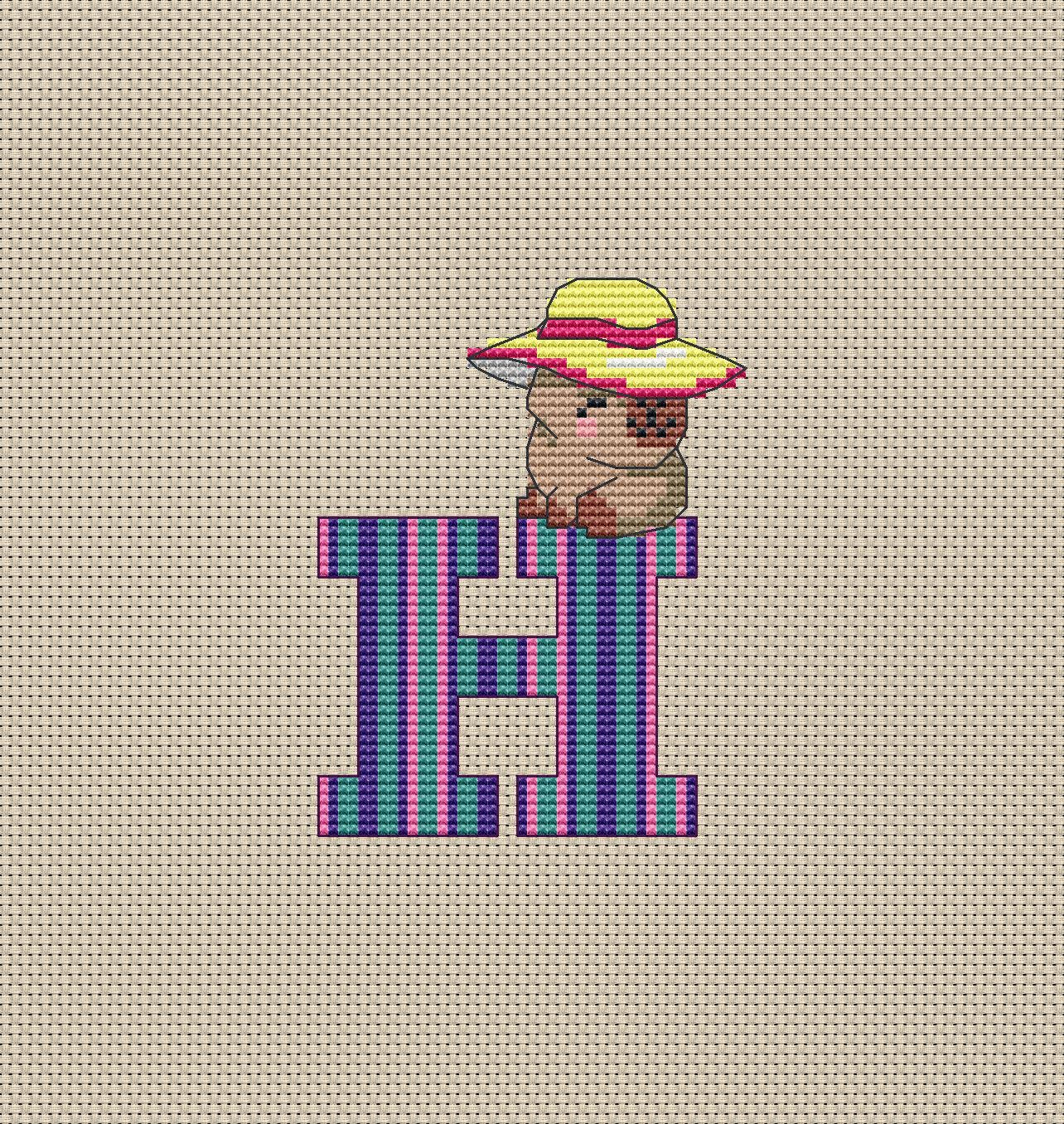 Capybara Letter H Cross Stitch Pattern PDF – Alphabet Embroidery Font ...