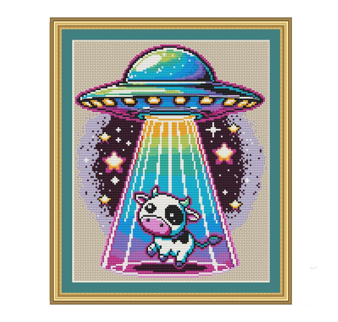 UFO Cross Stitch Geek Cross Stitch Cow Cross Stitch Meme Cross Stitch ...