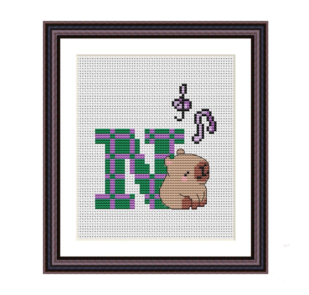 N Letter Pattern Capybara Pattern Alphabet Crossstitch Cross Stitch Abc ...