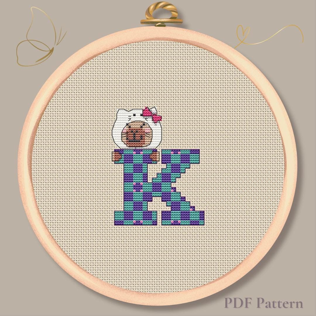 Capybara Letter K Cross Stitch Pattern PDF – Alphabet Animal Embroidery ...