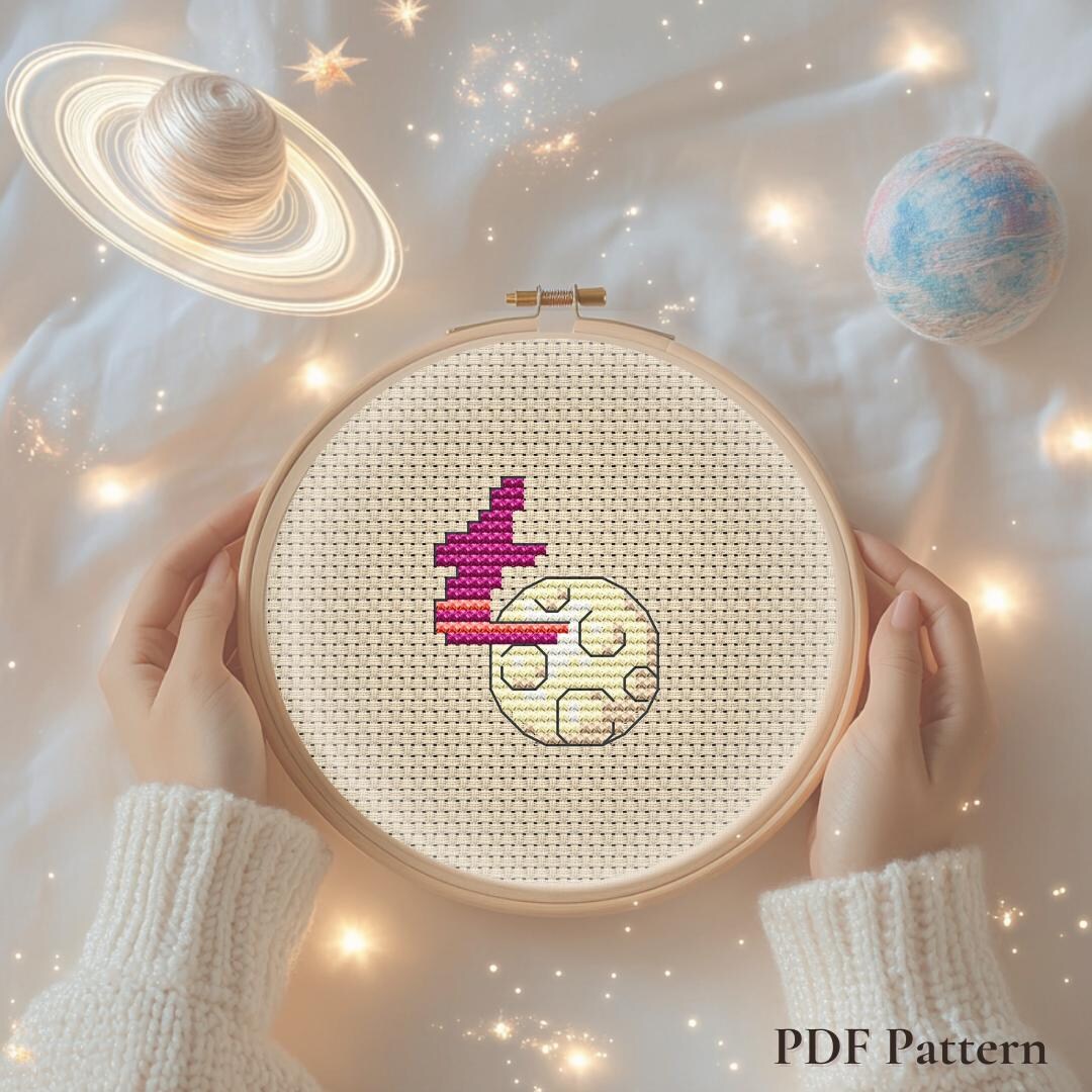 Moon Letter T Pattern – Space Alphabet Embroidery PDF, Planet Monogram ...