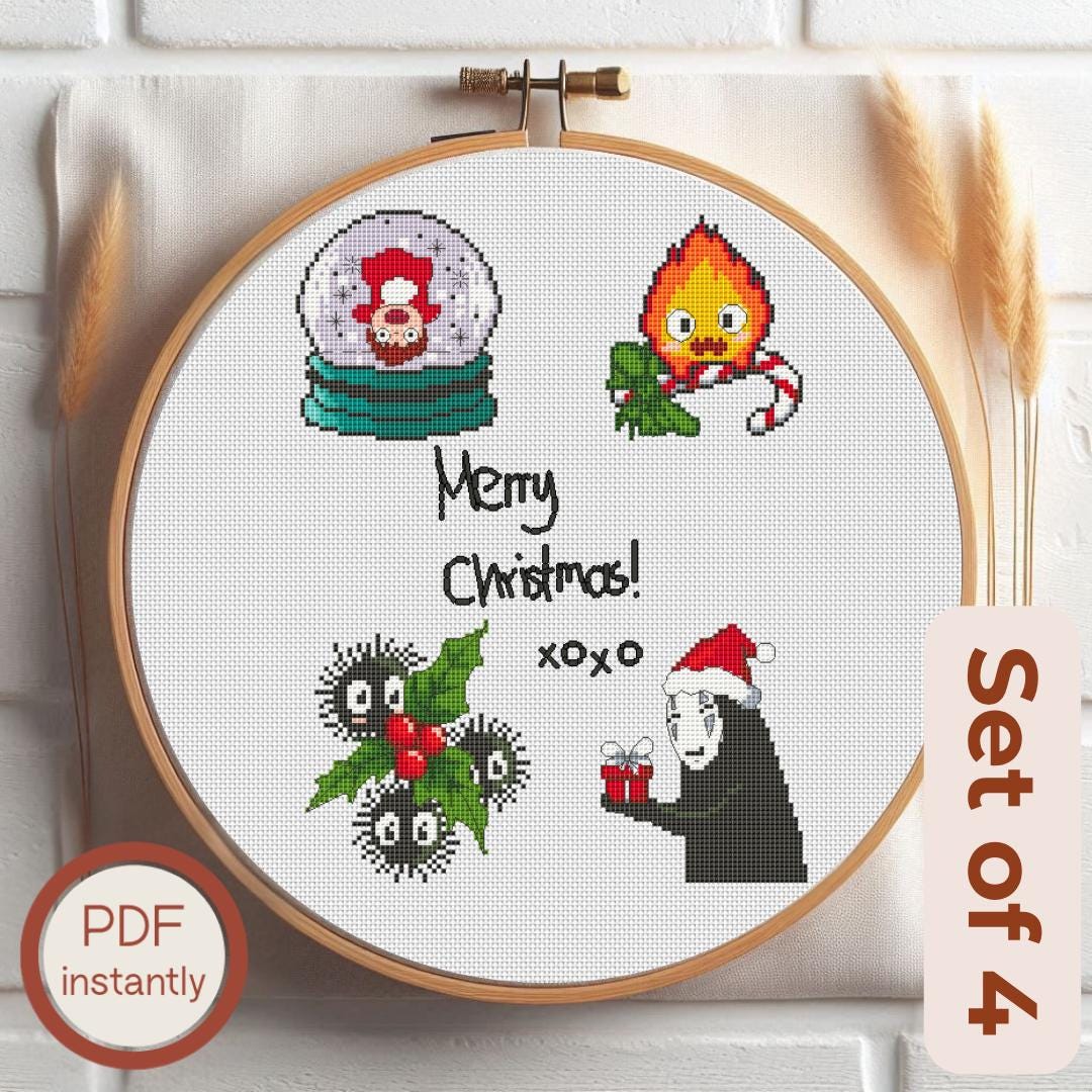 Ghibli Characters Set 4 Pattern Anime Cross Stitch Pattern Manga ...