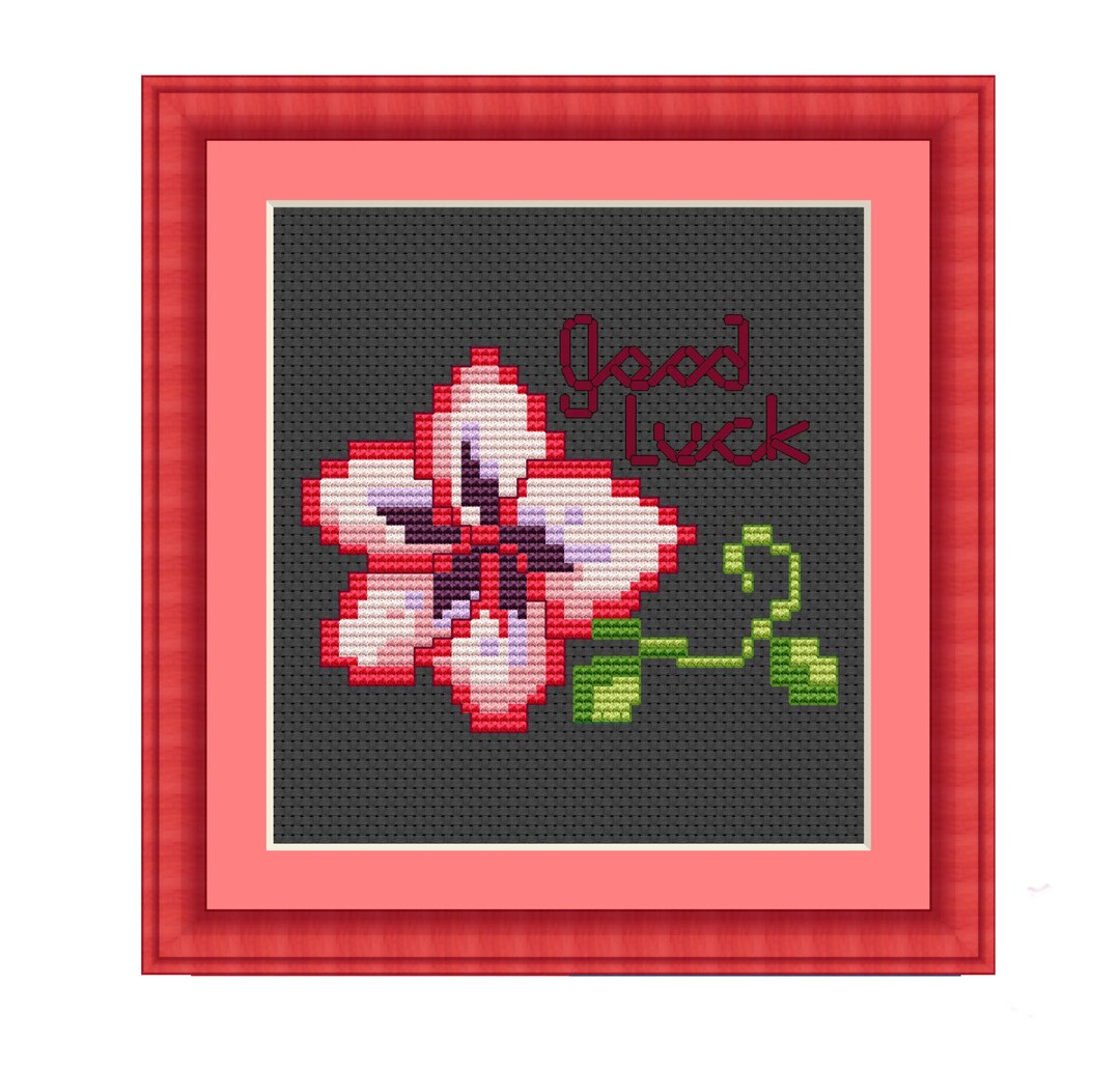 Create Cross Stitch Pattern Floral Embroidery Good Luck Pattern Instant ...
