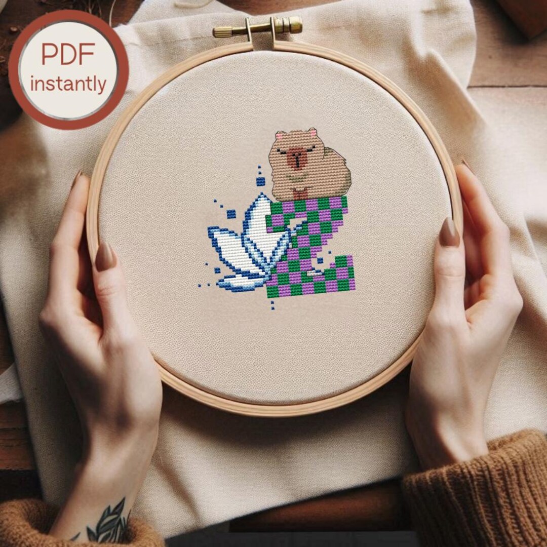 Z Letter Pattern Capybara Pattern Capybara Embroidery Retro Capybara ...