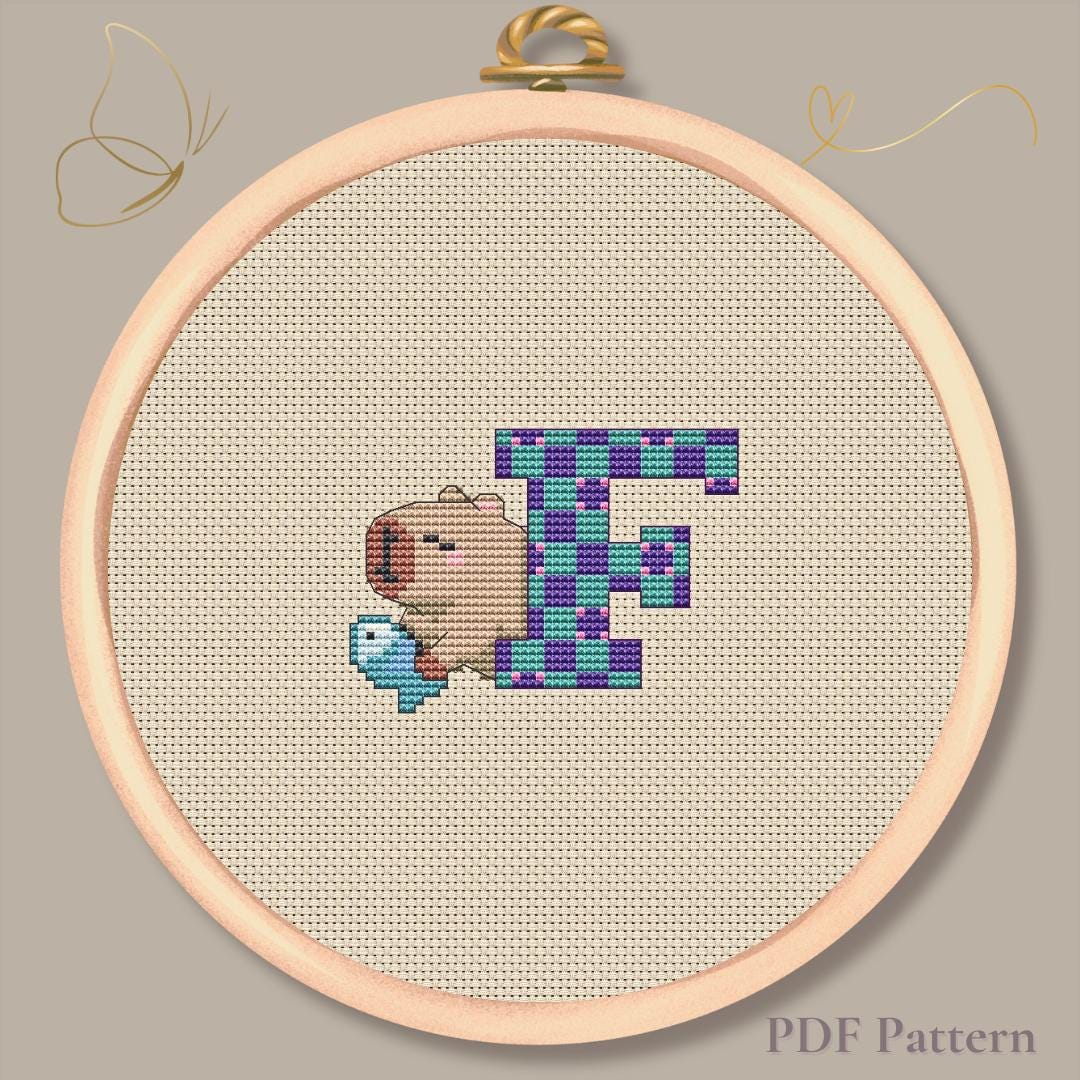 Capy ABC Letter F – Capybara PDF Pattern, Alphabet Font Embroidery ...
