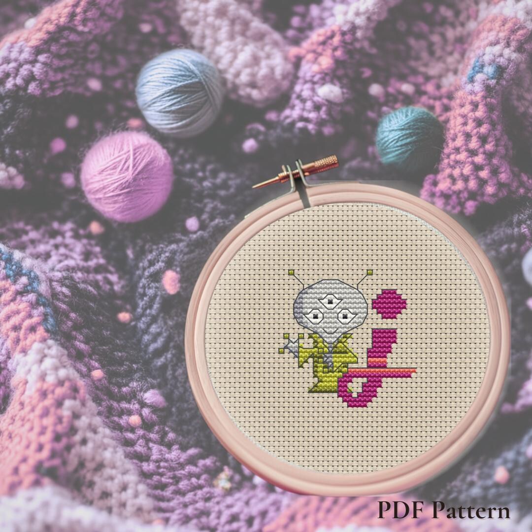 Alien Letter J Cross Stitch Pattern PDF – UFO Space Alphabet Embroidery ...