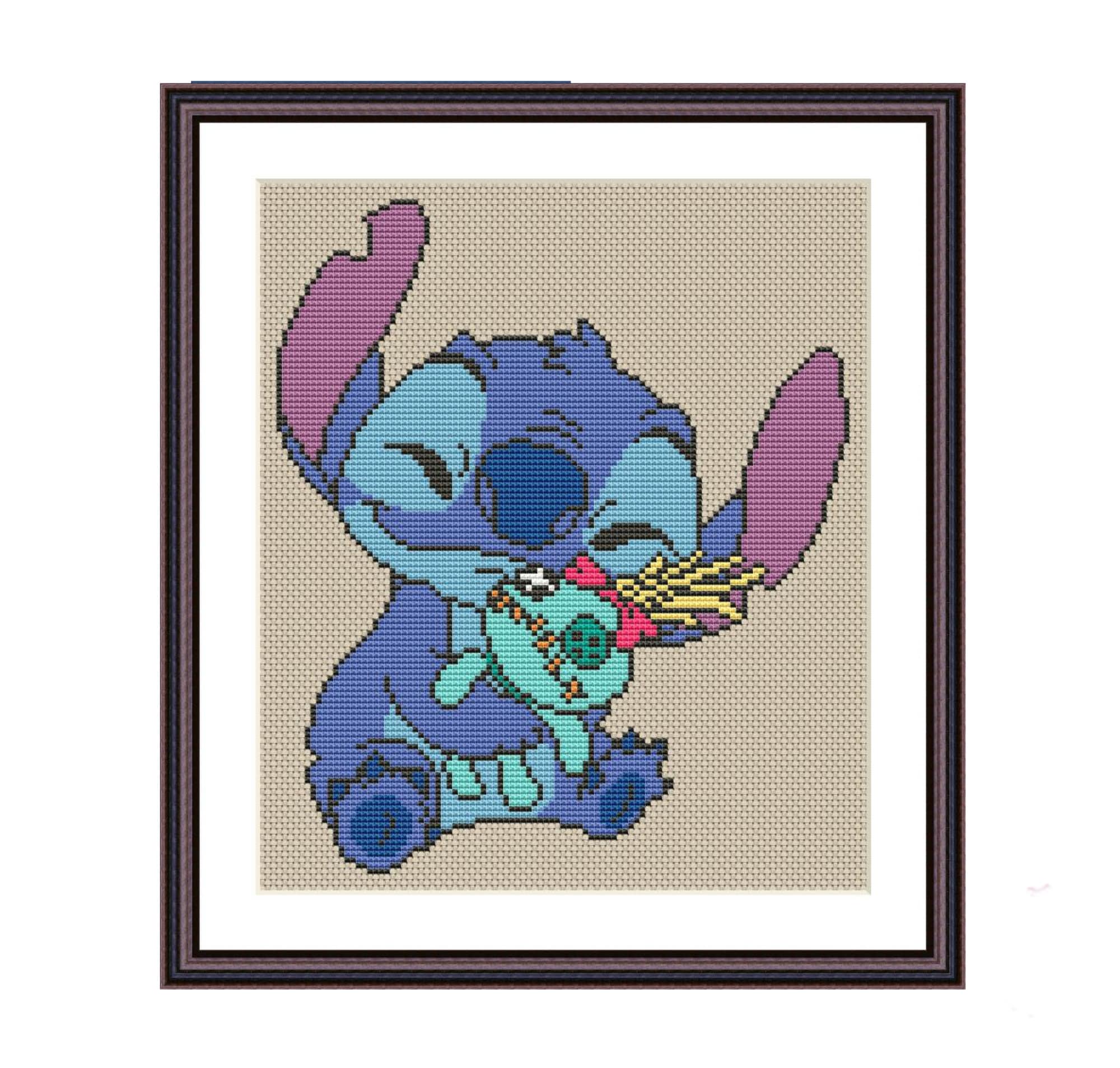 Pattern PDF Format Ohana Means Family Modern Pattern Pdf Blue Alien Stitch Cartoon Stitch Pixel ...