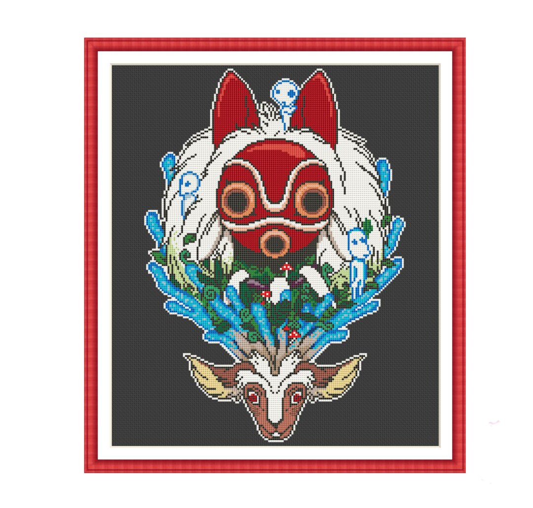 Princess Mononoke Cross Stitch Pattern Kodama Forest Guardian PDF Manga ...
