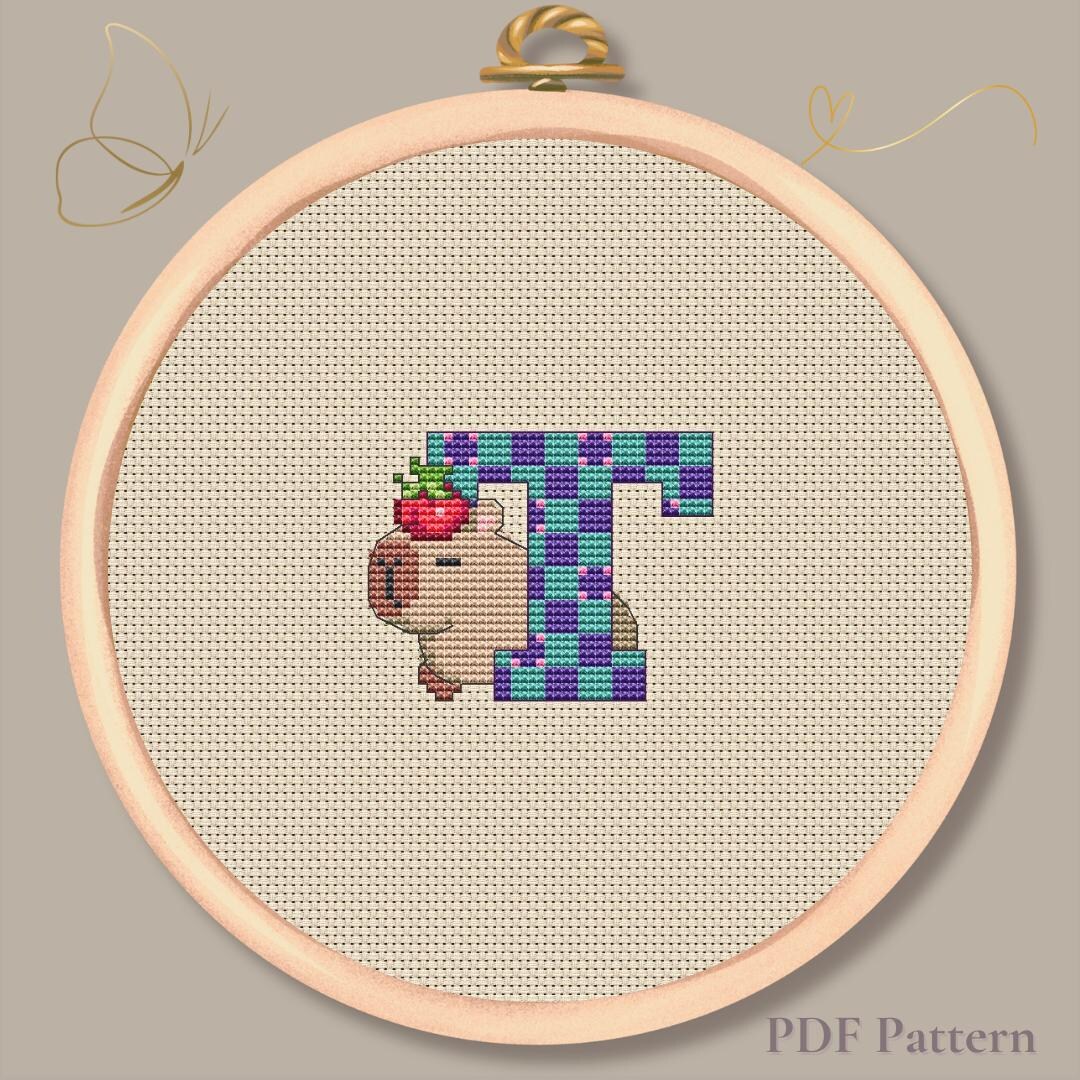 Capybara Letter T Cross Stitch Pattern PDF – Alphabet Animal Design - Etsy