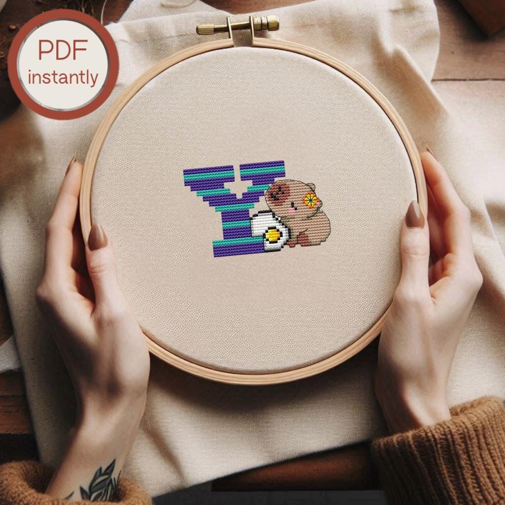 Y Letter Pattern Capybara Pattern Capybara Embroidery Alphabet ...