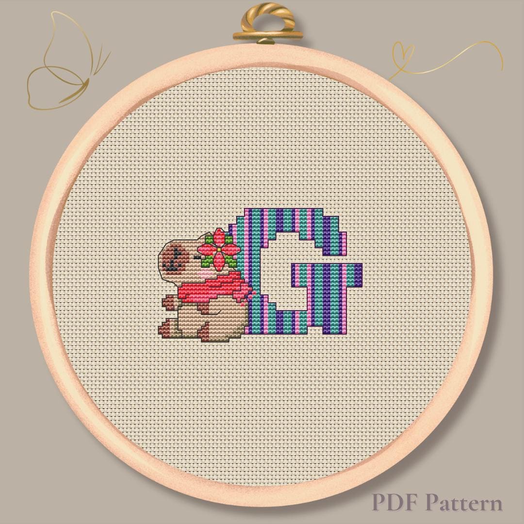 Capy ABC Letter G – Capybara PDF Pattern, Alphabet Font Embroidery ...