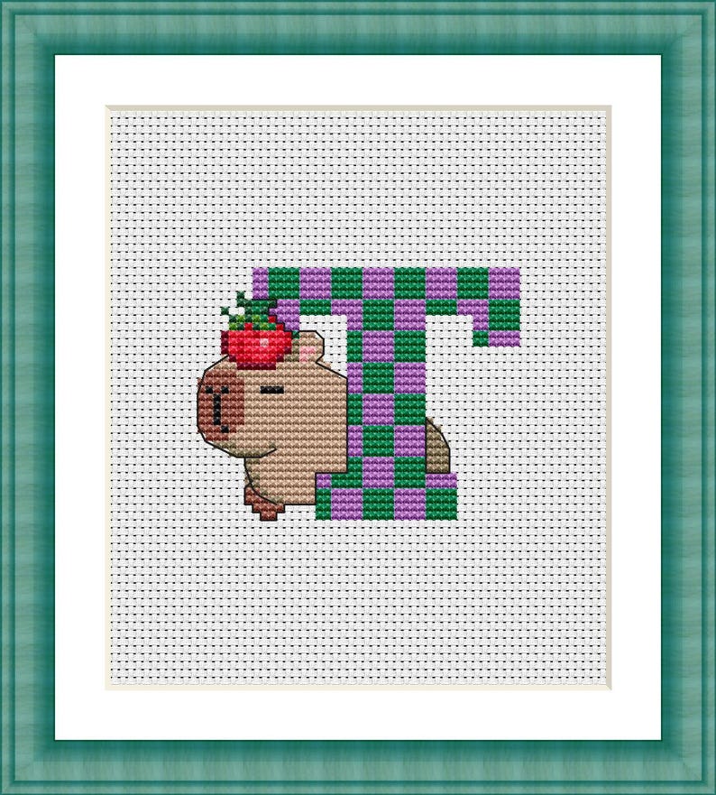 Capybara Letter T Cross Stitch Pattern PDF – Alphabet Animal Design - Etsy