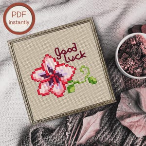 Good Luck Flower Cross Stitch Pattern PDF – Easy Beginner Design ...