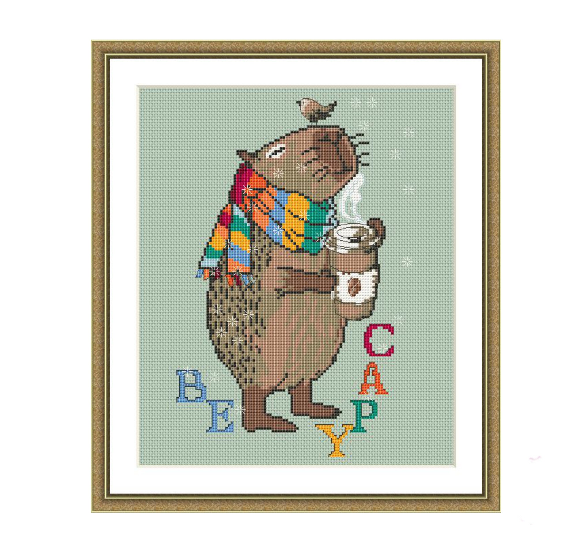 Capybara Cross Stitch Pattern Capybara Embroidery Capybara With Coffee ...