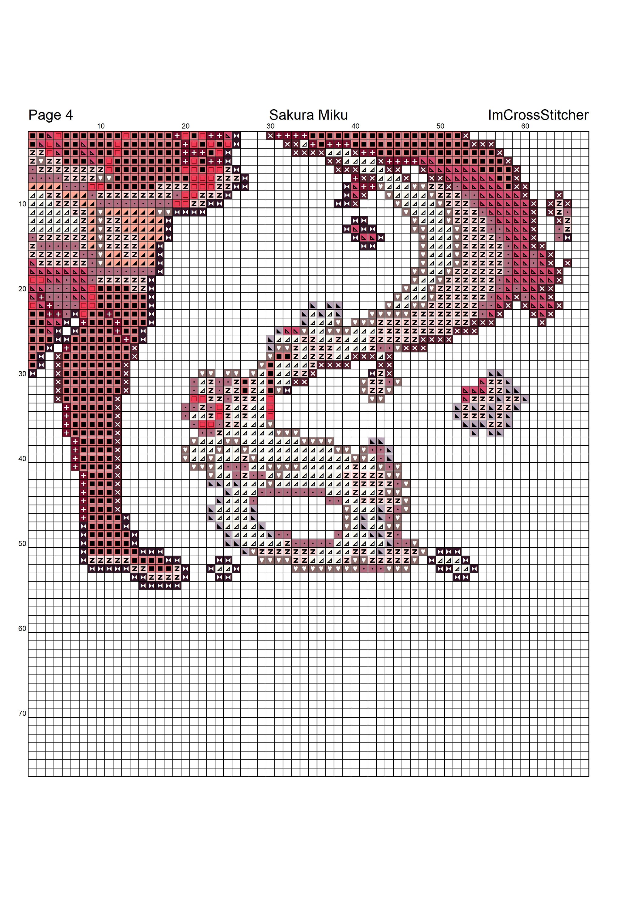 Sakura Miku Cross Stitch Anime Hatsune Pattern Anime Girl Pattern Anime ...