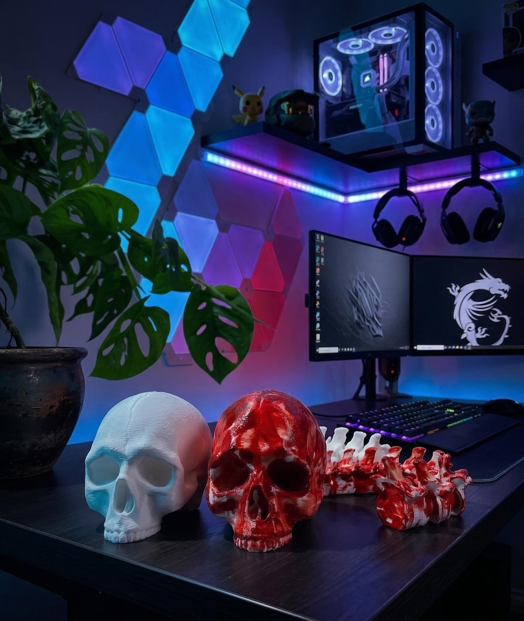 Predator Skull Trophy With Bloody Spine Set - 34cm Alien Hunter Replica ...