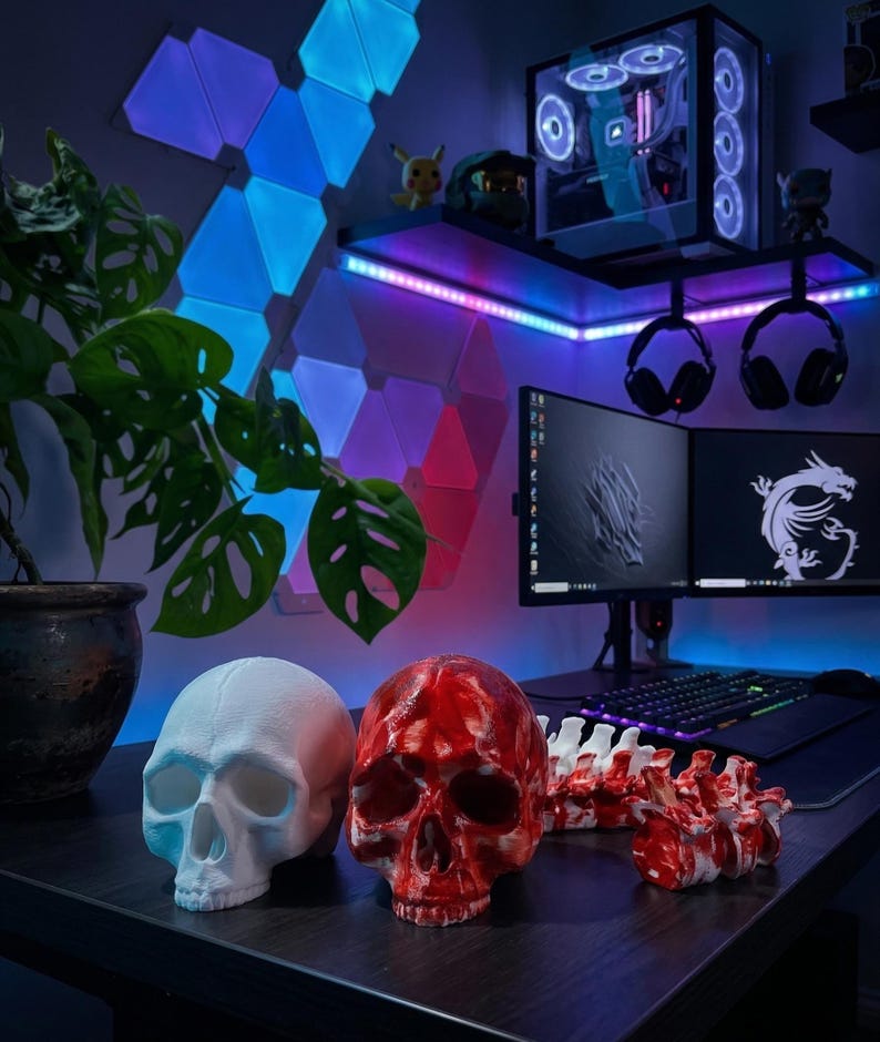 Predator Skull Trophy With Bloody Spine Set - 34cm Alien Hunter Replica ...