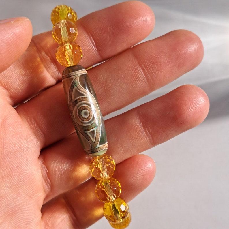 Dzi Bracelet/ Dzi Stone/ Lucky Charm/ Amulets/ Tibet Jewelry/ Phoenix ...