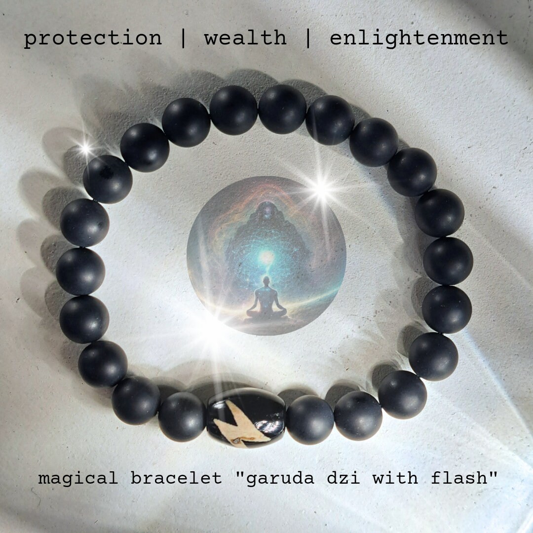 Garuda Dzi With Lightning / Tibet Dzi Bead Bracelet / Dzi Stone ...
