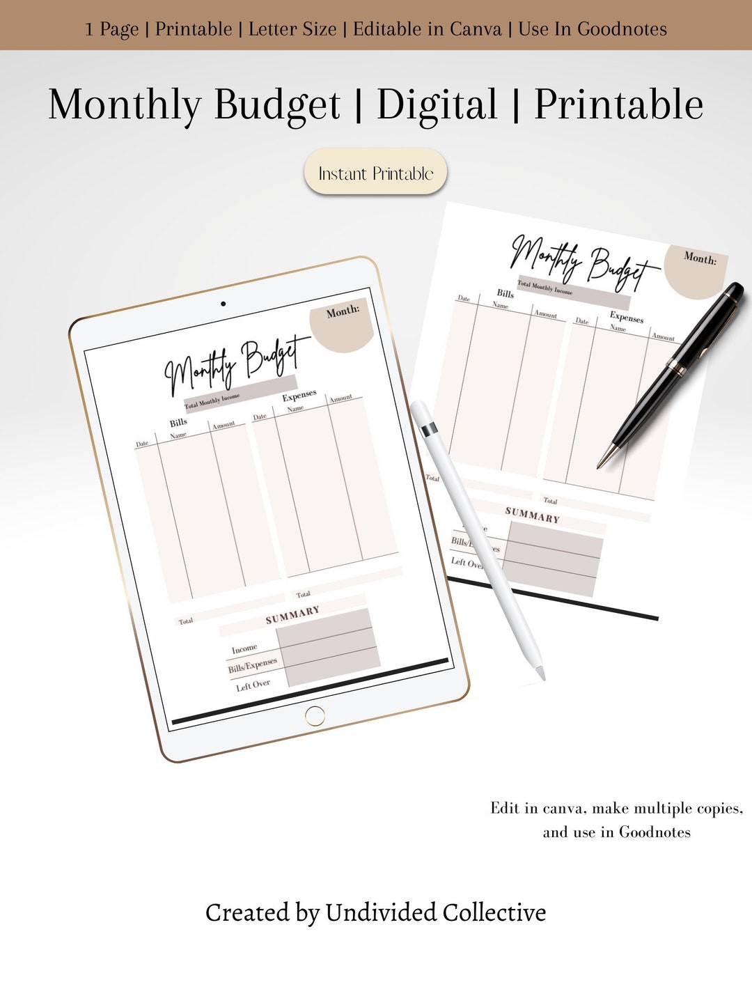 Monthly Bill Printable Monthly Bill Organizer Monthly Budget Template ...