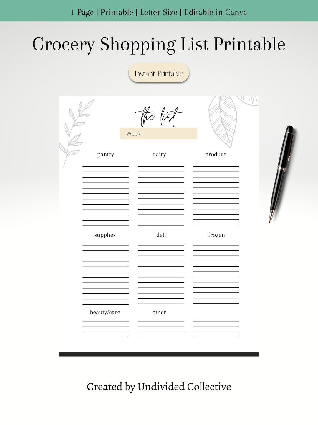 Simple Shopping List Printable | Blank Shopping List | List Printable ...
