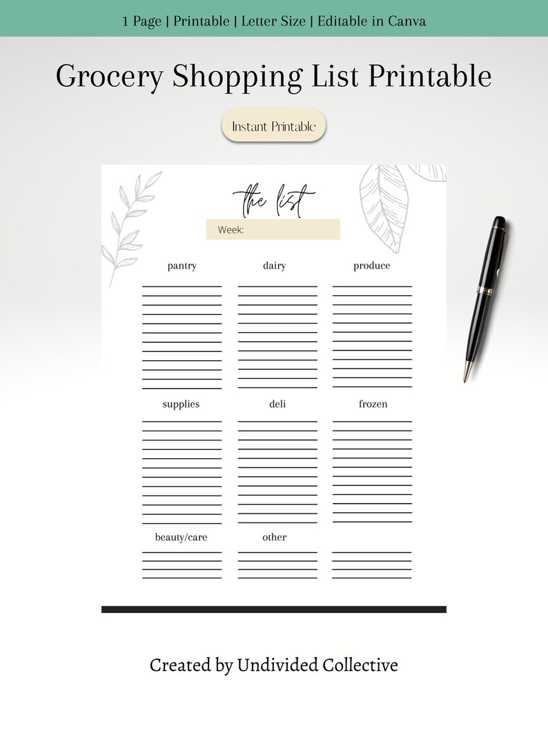 Simple Shopping List Printable | Blank Shopping List | List Printable ...