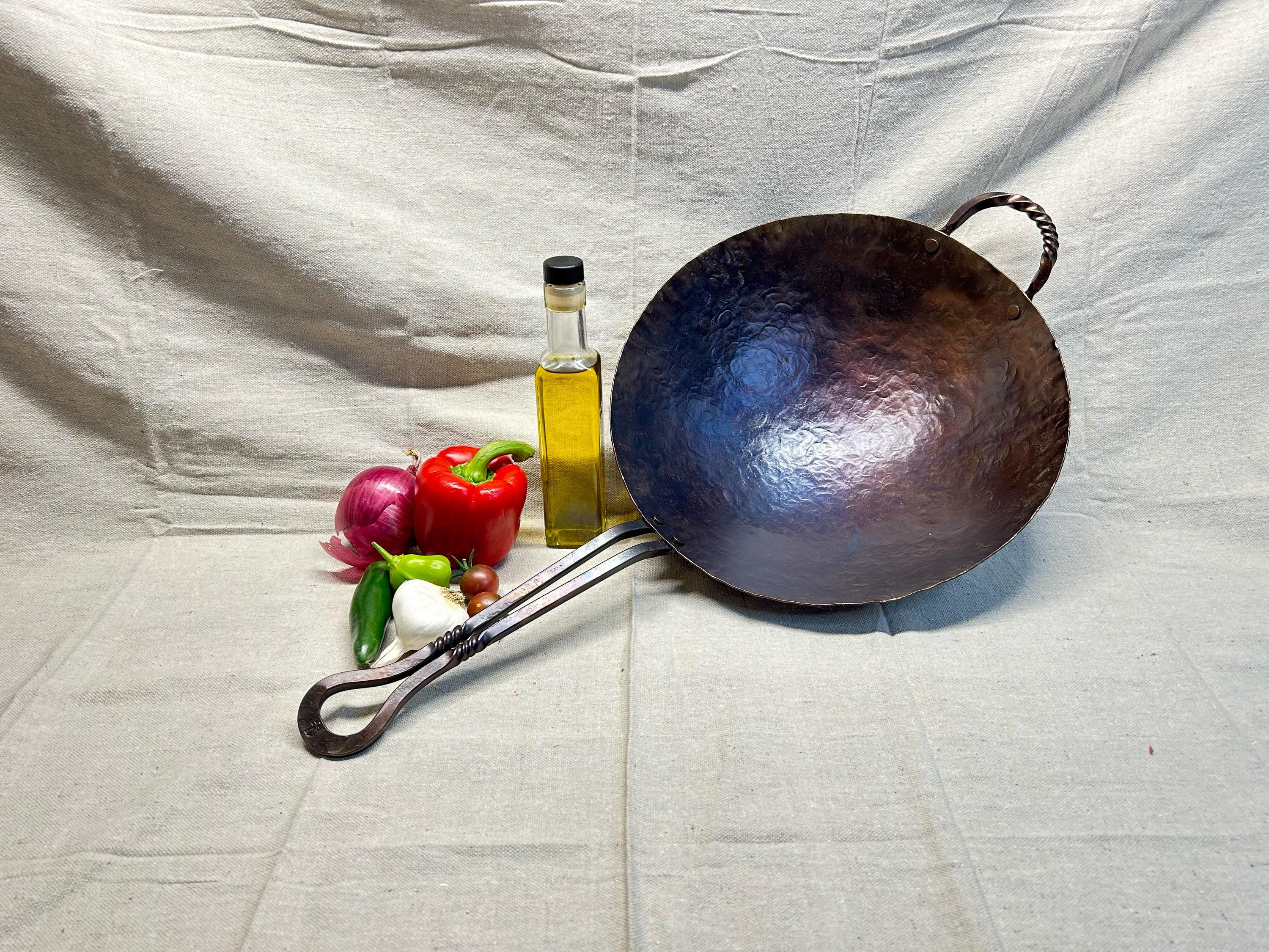Hand Hammered Carbon Steel Wok Pre seasoned Round Bottom Blacksmith Made. Etsy