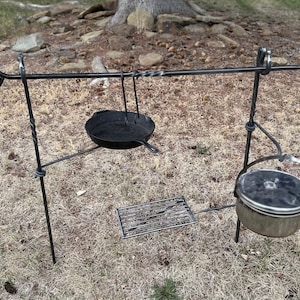 Hand Forged Campfire Cookset With Adjustable Swing Arms heavy Duty and ...